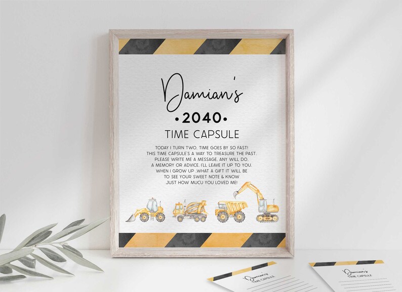 Editable Construction Birthday Time Capsule Sign for Digital Download ...