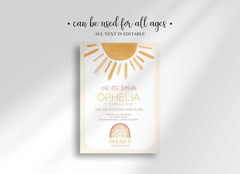 Editable Sun Birthday Invitation Template Instant Digital - Etsy