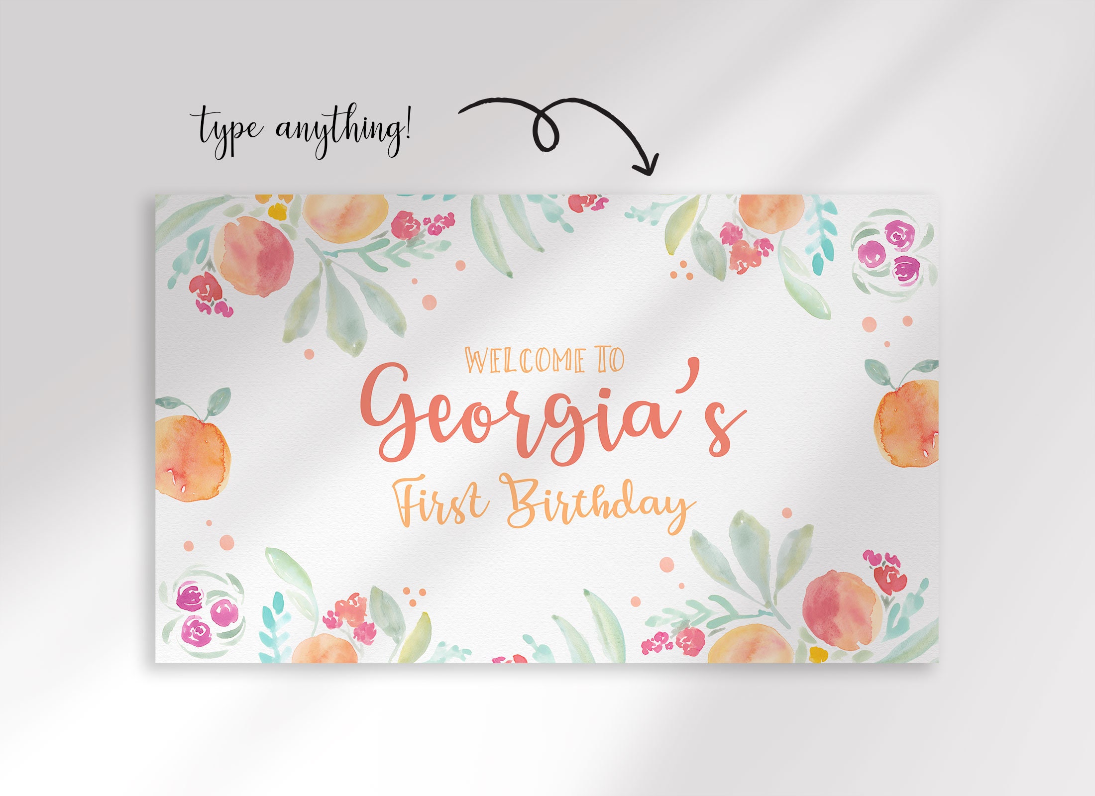 Editable Peach Backdrop Poster for Any Age | Peach Banner | Instant ...