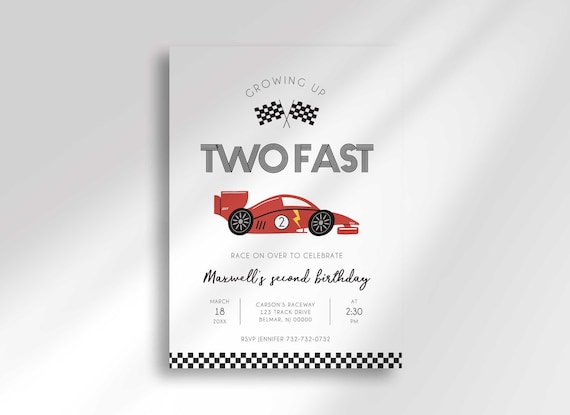 Editable ANY COLOR Race Car Birthday Invitation Template to Edit at ...