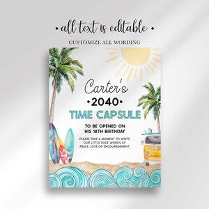 Editable Surf's up Time Capsule Instant Download for Any Age | Edit ...