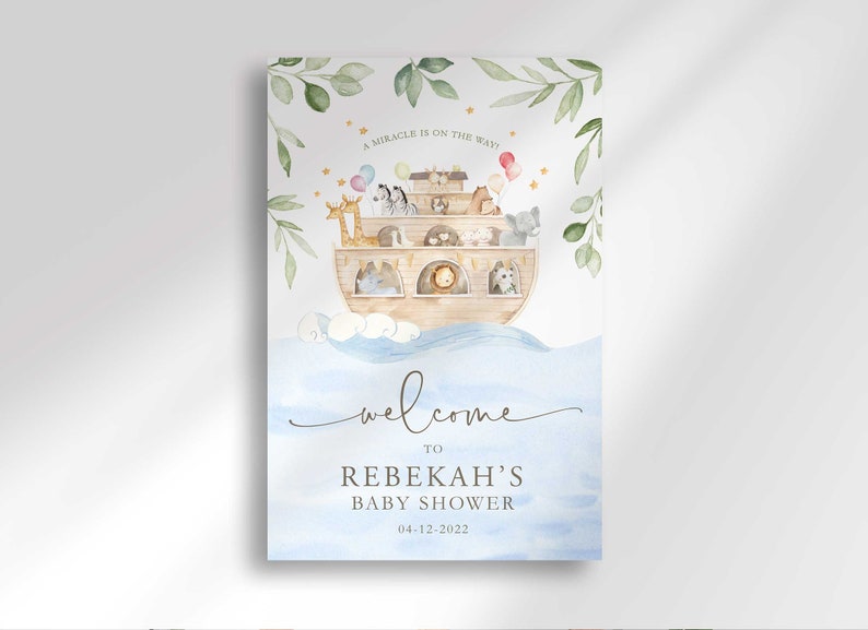 Editable Noah's Ark Baby Shower Welcome Sign Template to - Etsy