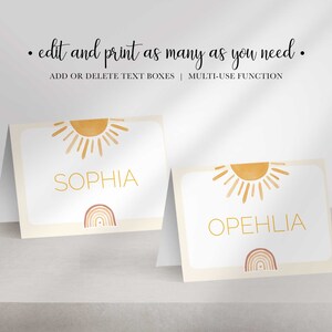 Editable Sun Birthday Party Food Labels | Edit Yourself | Sunshine ...