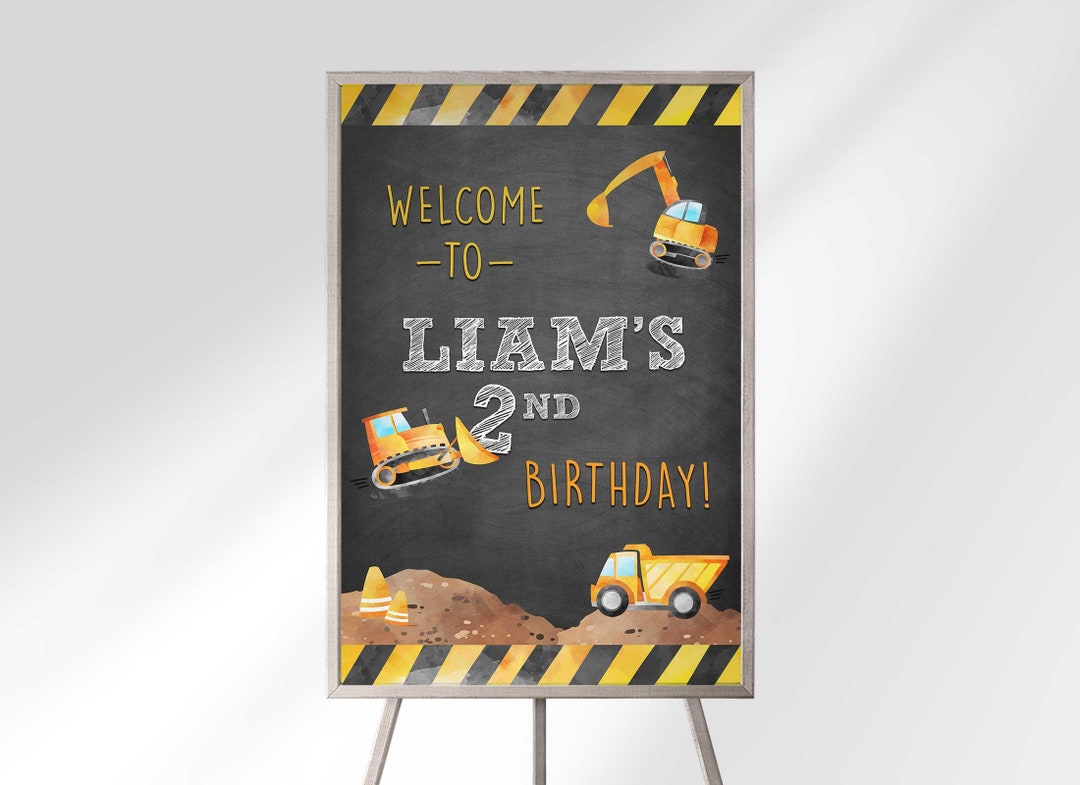 Editable Construction Birthday Welcome Sign Digital Download | Multiple ...