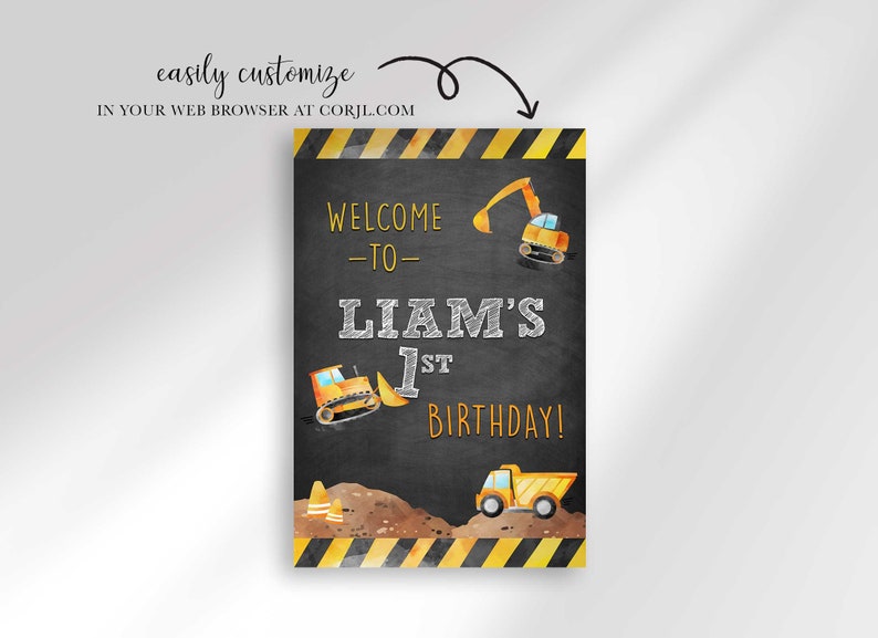 Editable Construction Birthday Welcome Sign Digital Download - Etsy