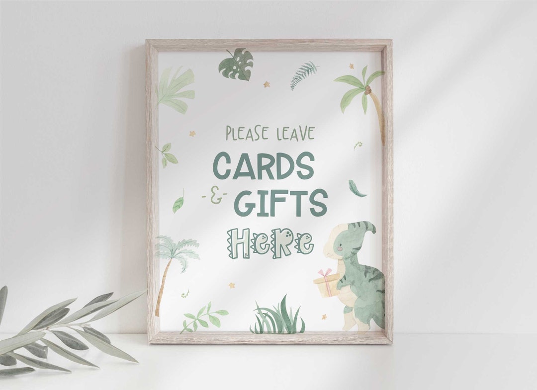 Dinosaur Gift Table Sign 8x10 | Dinosaur Cards and Gifts Sign | Digital ...