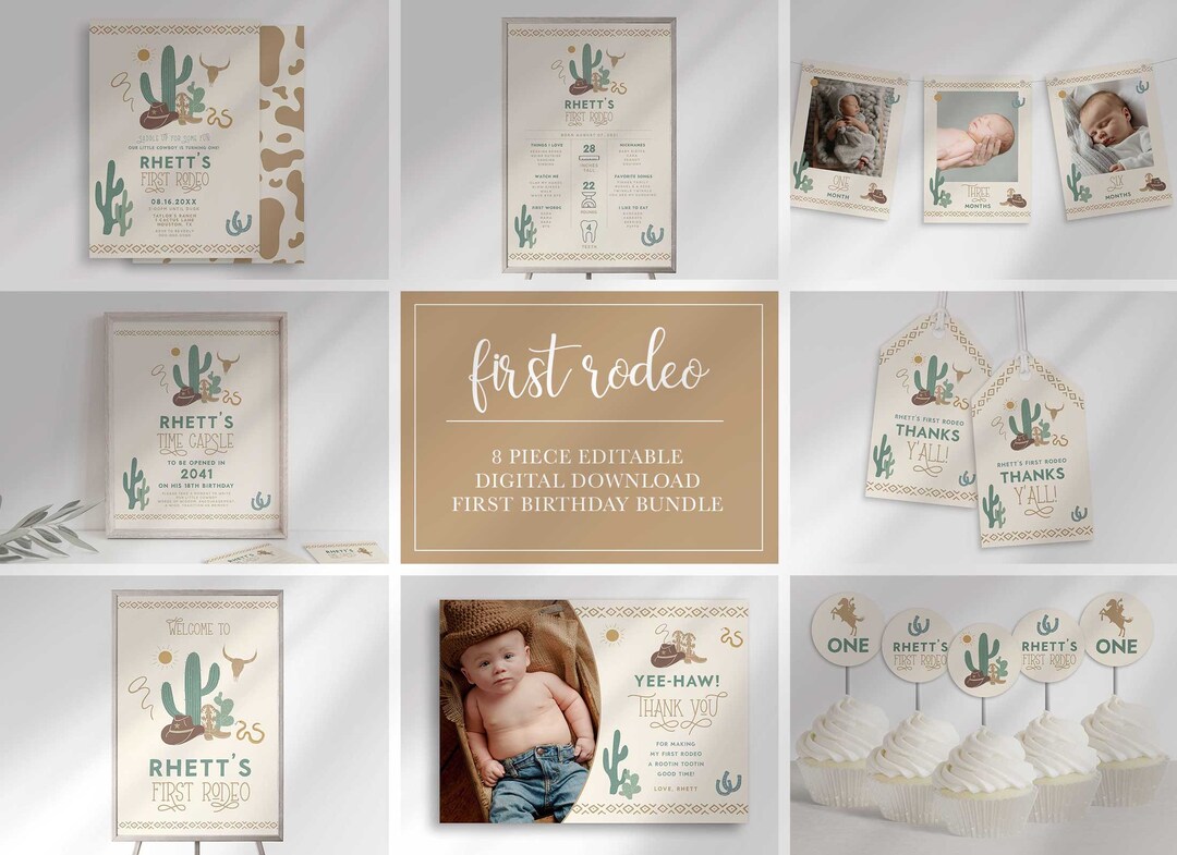 Editable First Rodeo First Birthday Bundle for Digital Download Edit ...