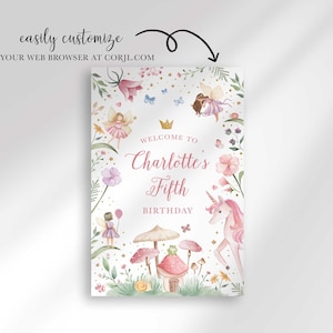 Editable Enchanted Forest Fairy Welcome Sign Template Instant Download ...