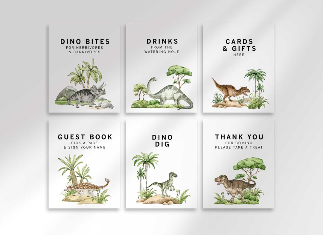 Editable Dinosaur Party Signs: Dino Decor Package (8x10in) - Etsy