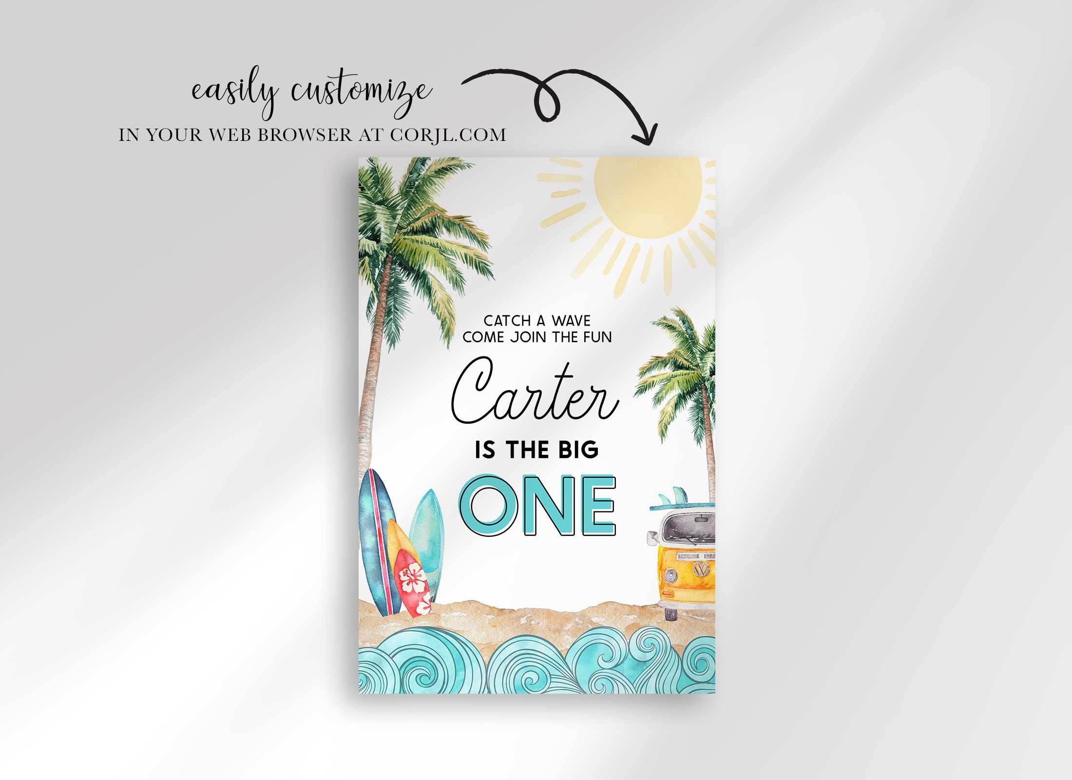 Editable Surf Birthday Welcome Sign Instant Download the - Etsy