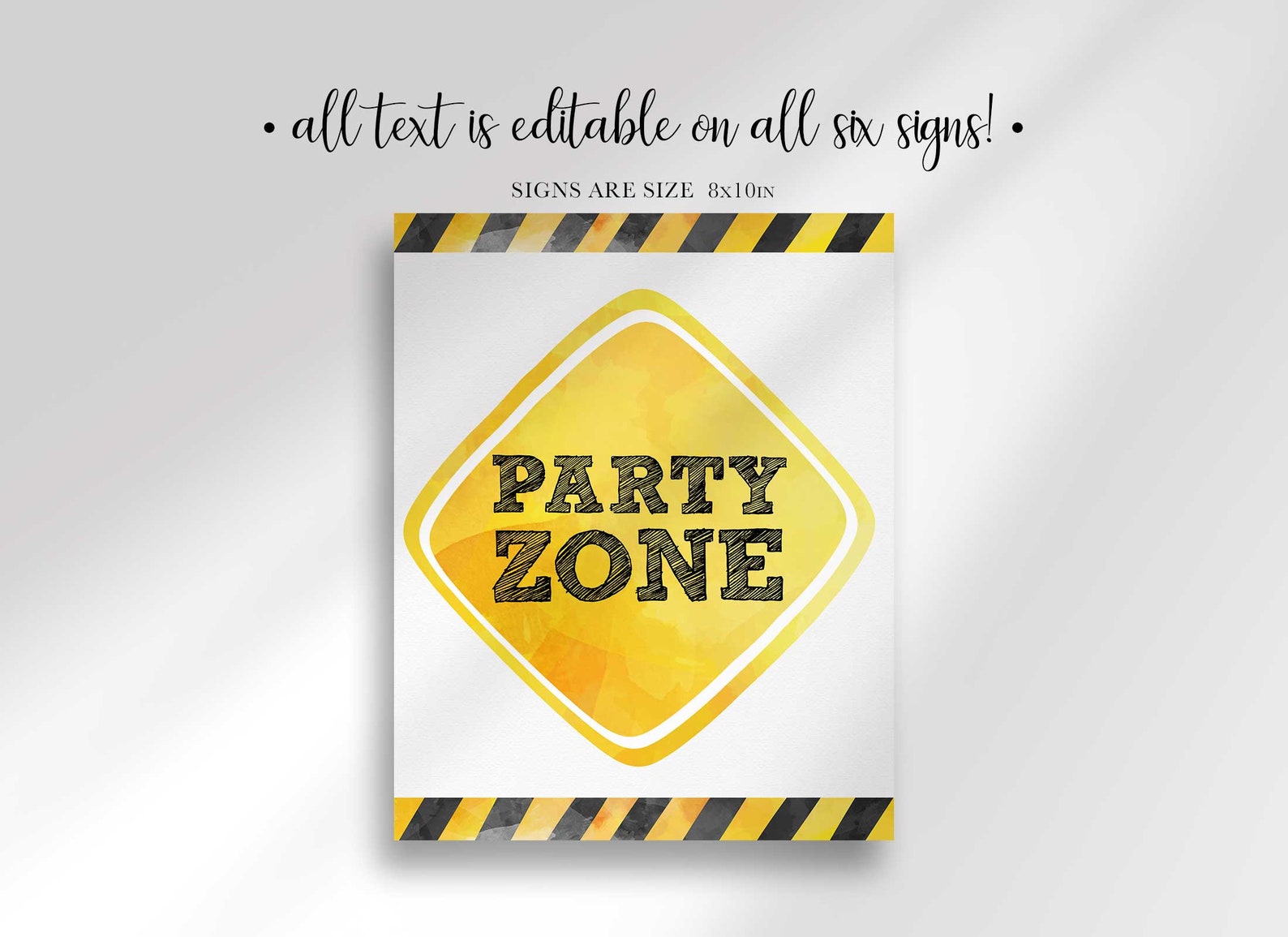 Editable Construction Birthday Party Signs 8x10 Caution - Etsy