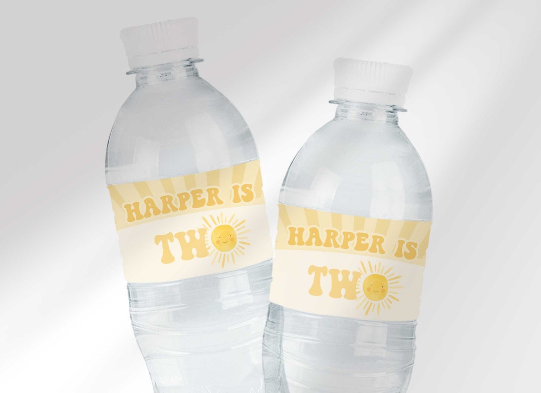 Editable Sun Birthday Water Bottle Labels to Edit at Corjl.com Sunshine ...