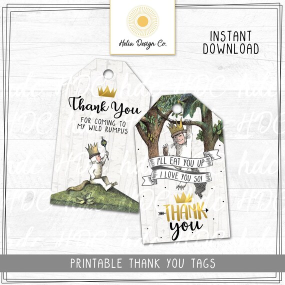 Where The Wild Things Are Gift Tags | Thank You Tags | Wild One ...