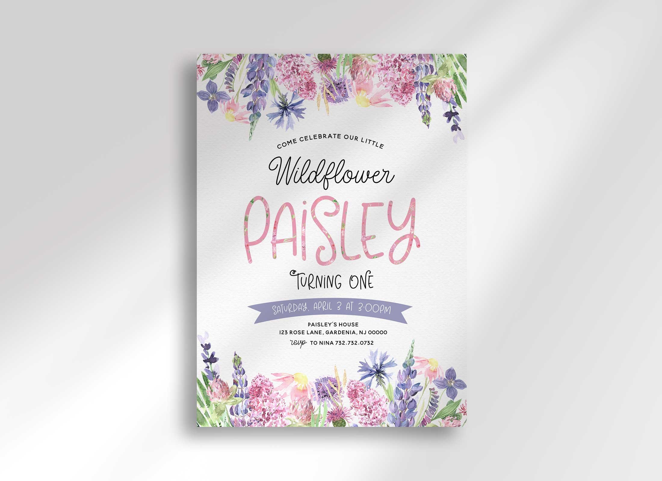 Editable Wildflower Birthday Invitation Template Instant - Etsy