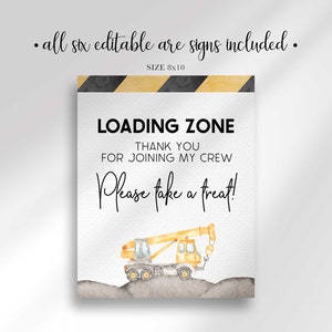Editable Construction Birthday Party Signs 8x10 Digital Download Truck ...