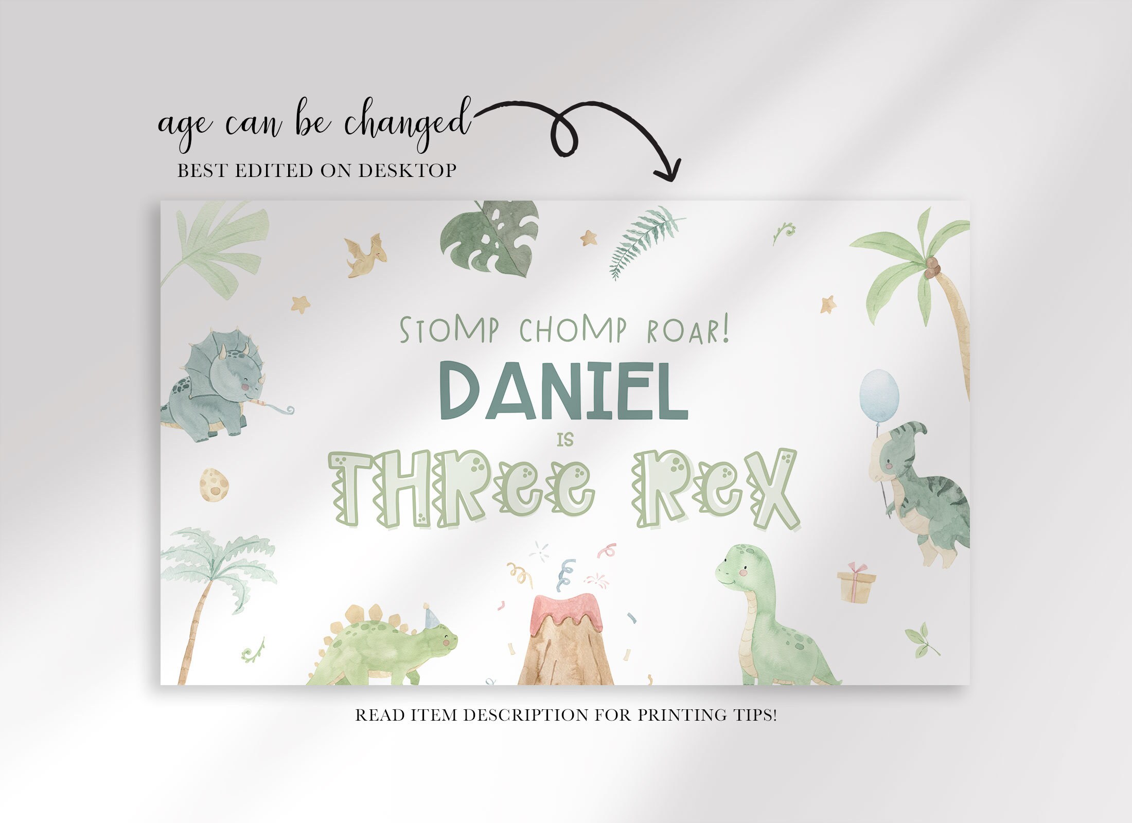 Editable Dinosaur Birthday Backdrop Poster (digital Download) - Etsy