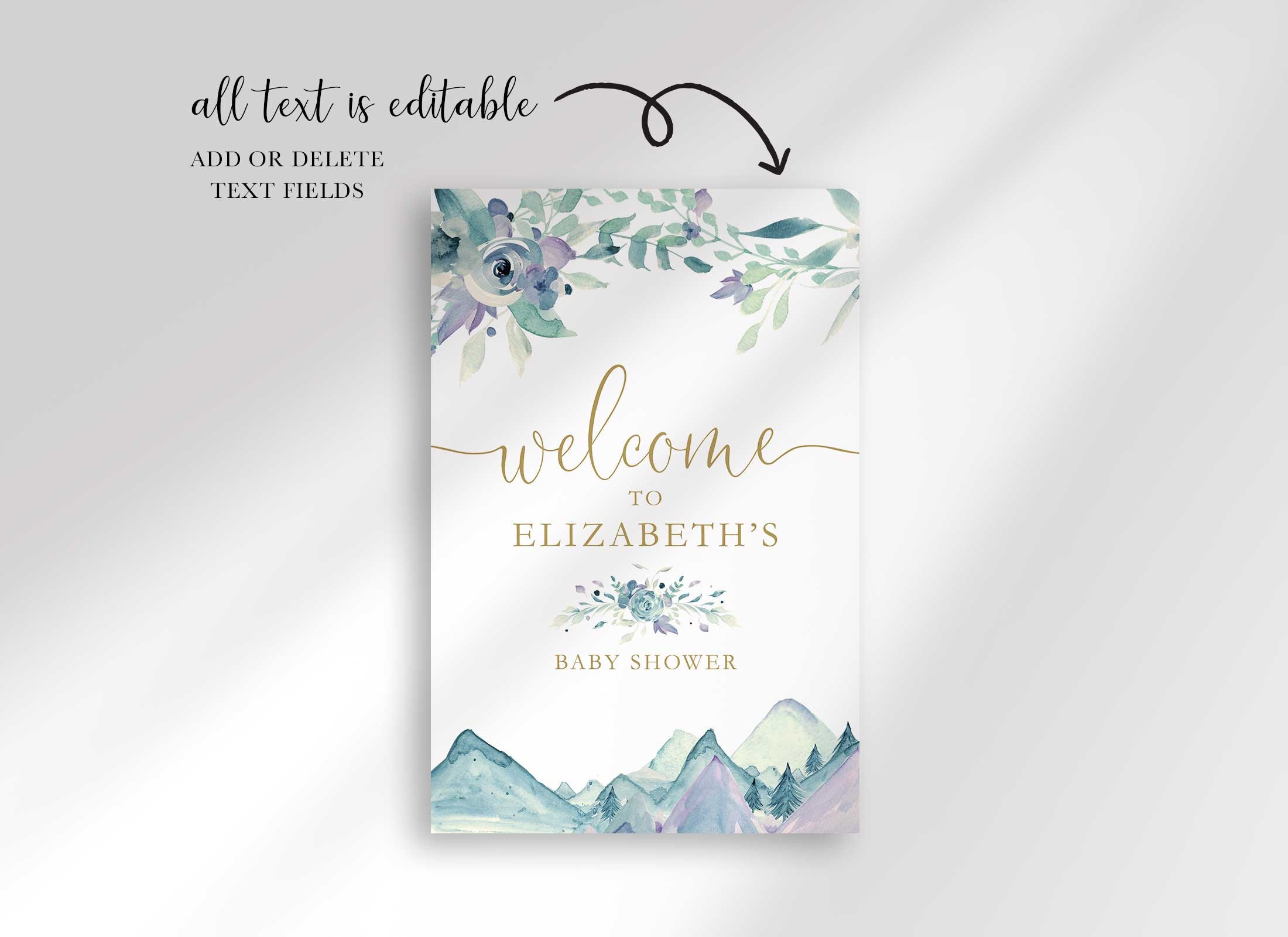 Editable Mountain Welcome Sign Template to Edit Yourself at | Etsy