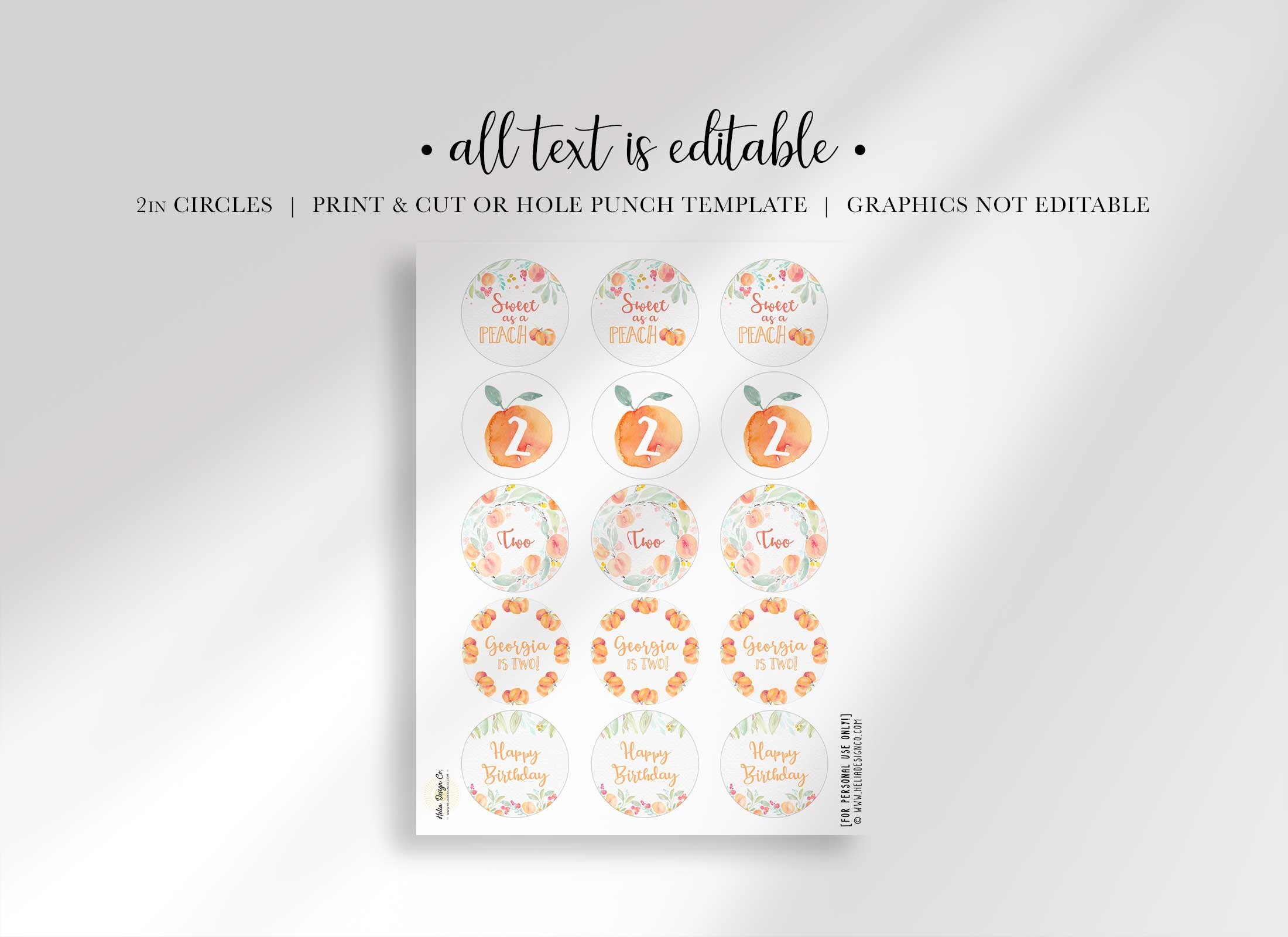 Editable Peach Party Cupcake Toppers for Peach Theme Birthday - Etsy