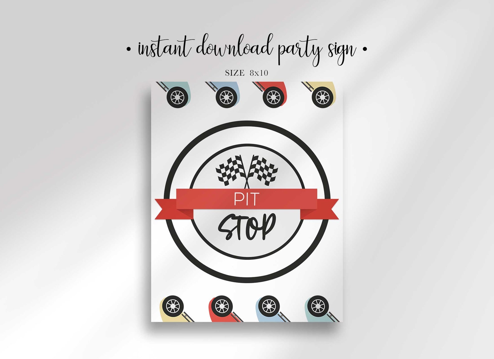 Pit Stop Party Favor Sign for Race Car Birthday Instant - Etsy