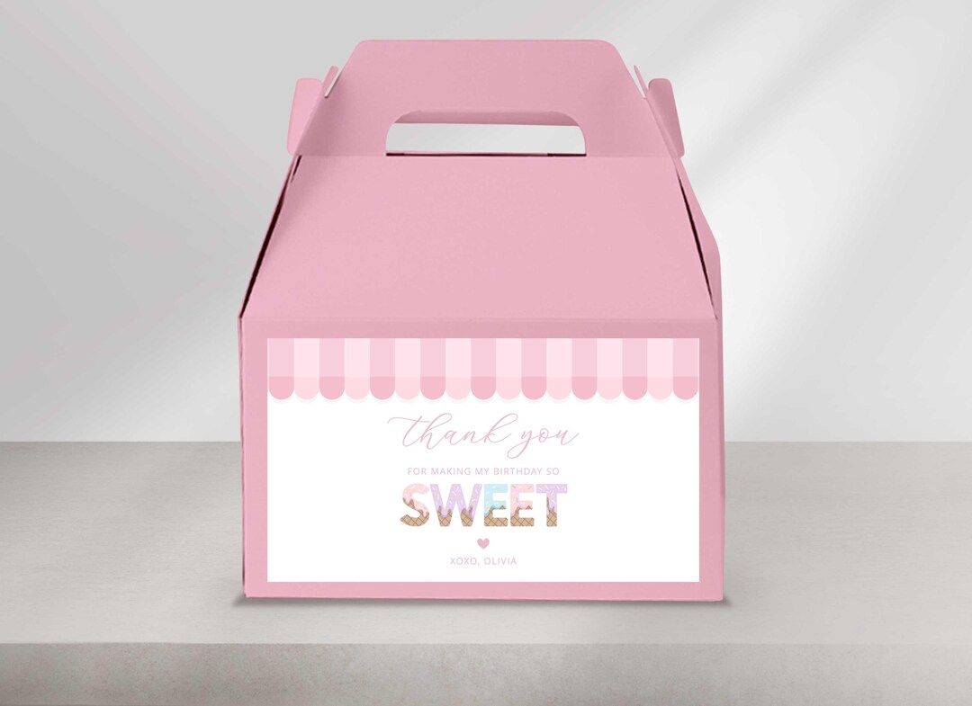 Ice Cream Gable Box Labels: Pastel Sprinkle Party Decor (instant ...