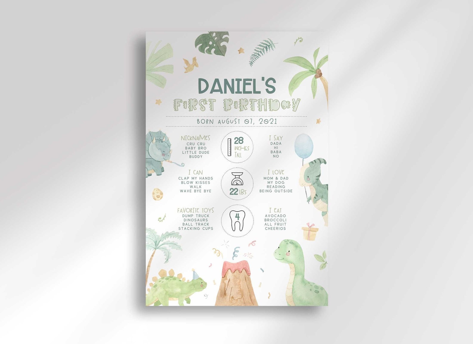 Editable Dinosaur Birthday Board Template Instant Download for - Etsy