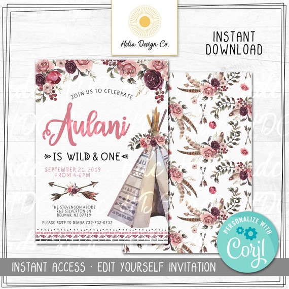 Editable Boho Birthday Invitation Template for Any Age | Self Edit ...