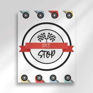 Pit Stop Party Favor Sign for Race Car Birthday | Instant Download 8x10 ...