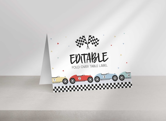 Editable Race Car Birthday Food Table Labels | Instant Download ...