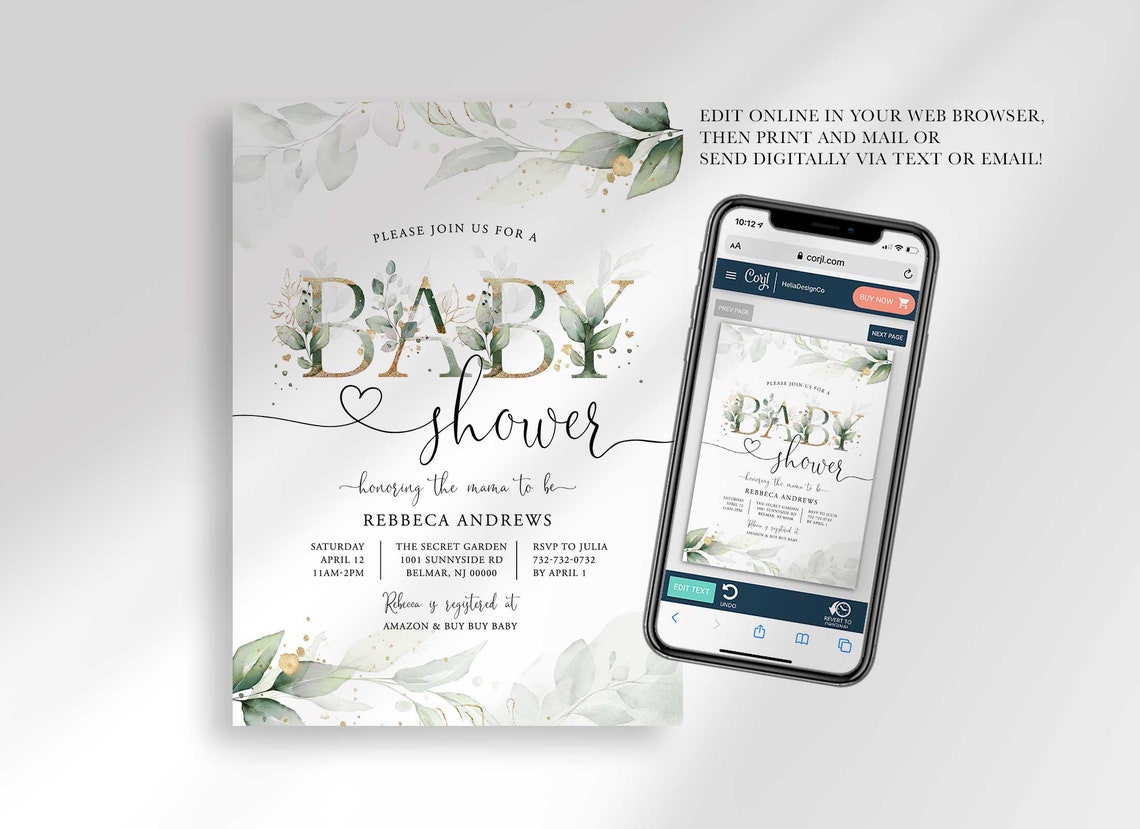 Editable Baby Shower Invitation Template to Edit Yourself at | Etsy