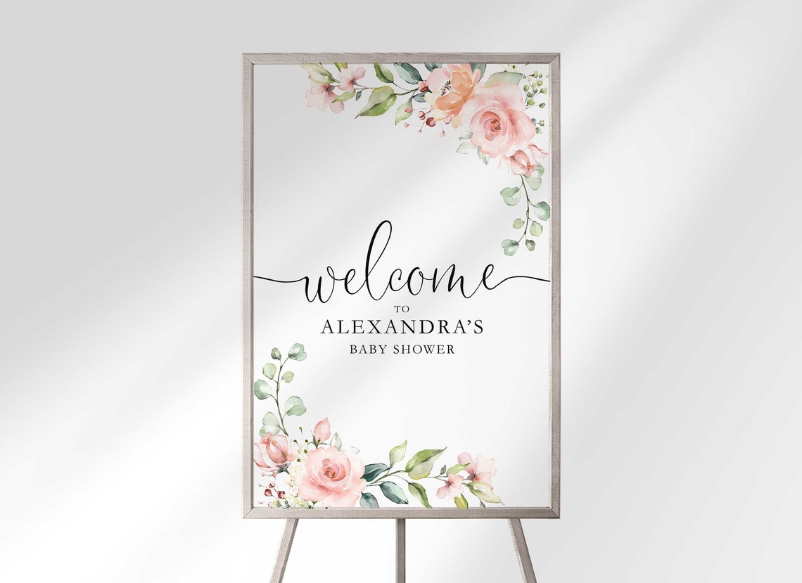Editable Rose Welcome Sign Template to Edit Yourself at | Etsy