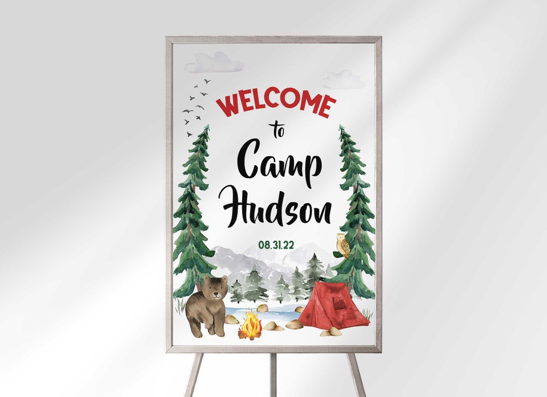 Editable Birthday Camper Welcome Sign Digital Download Camping Theme ...