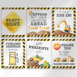 Editable Construction Birthday Party Signs 8x10 Caution Dump Everything ...