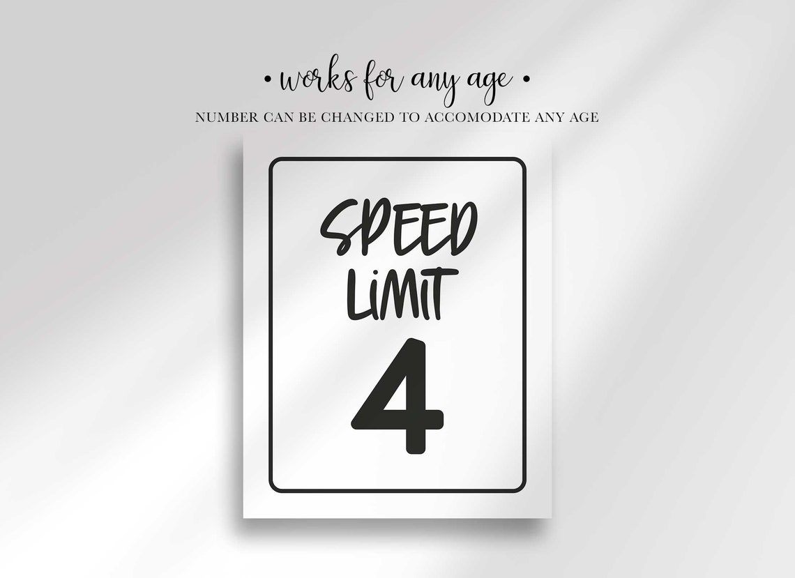 Editable Race Car Birthday Speed Limit Sign Package for - Etsy