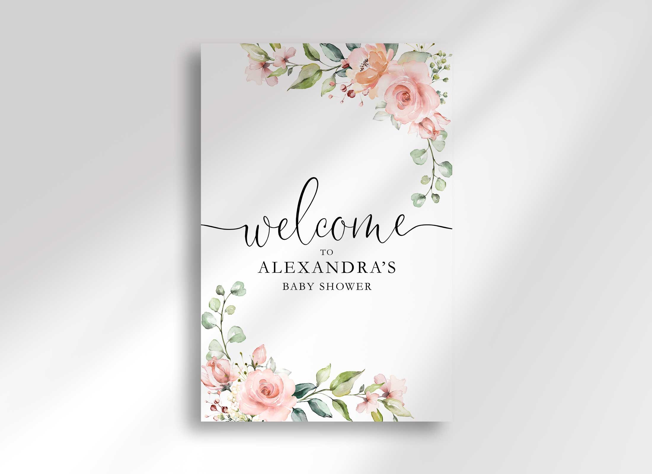 Editable Rose Welcome Sign Template to Edit Yourself at | Etsy