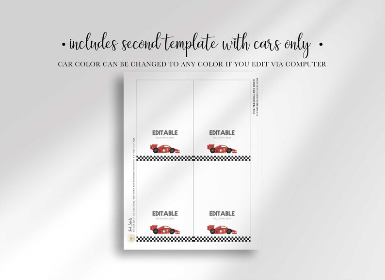 Editable Race Car Birthday Food Labels, Racing Party Table Decor ...