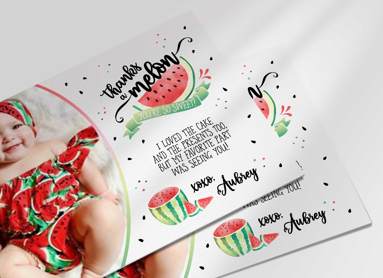Editable Watermelon Thank You Card Template One in a Melon - Etsy