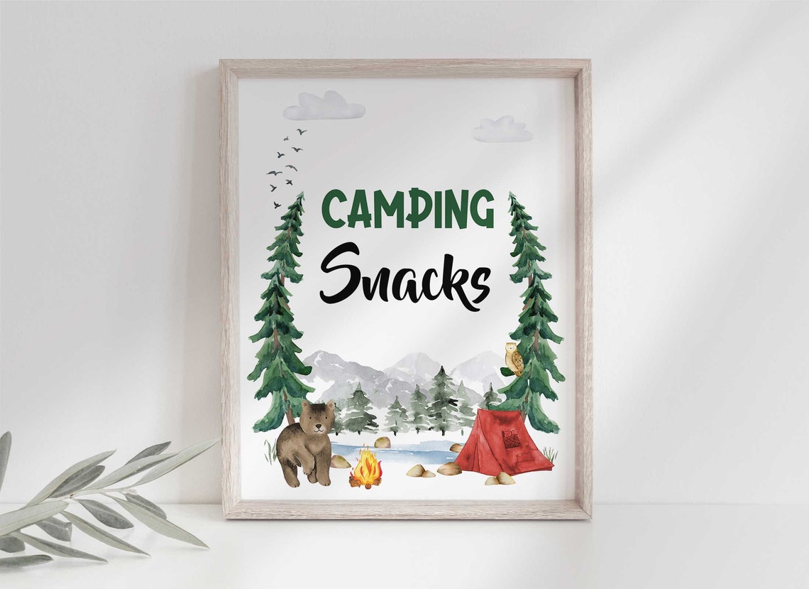 Camping Snacks 8x10 Party Sign Instant Download for One Happy | Etsy