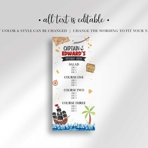 Editable Pirate Party Menu | Edit at Corjl.com | Pirate Party Supplies ...