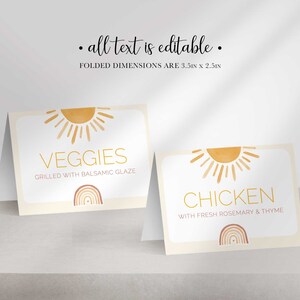 Editable Sun Birthday Party Food Labels | Edit Yourself | Sunshine ...