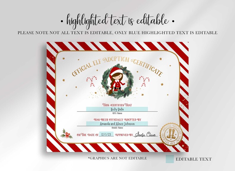 Editable Elf New Home Certificate: Boy & Girl Elves Digital Download - Etsy