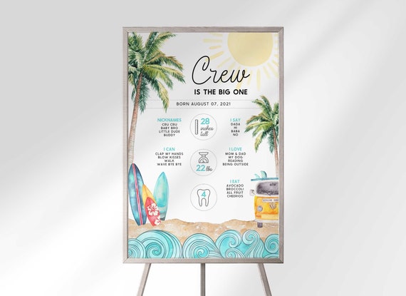 Editable Surf Birthday Milestone Chart | Instant Download | The Big One ...