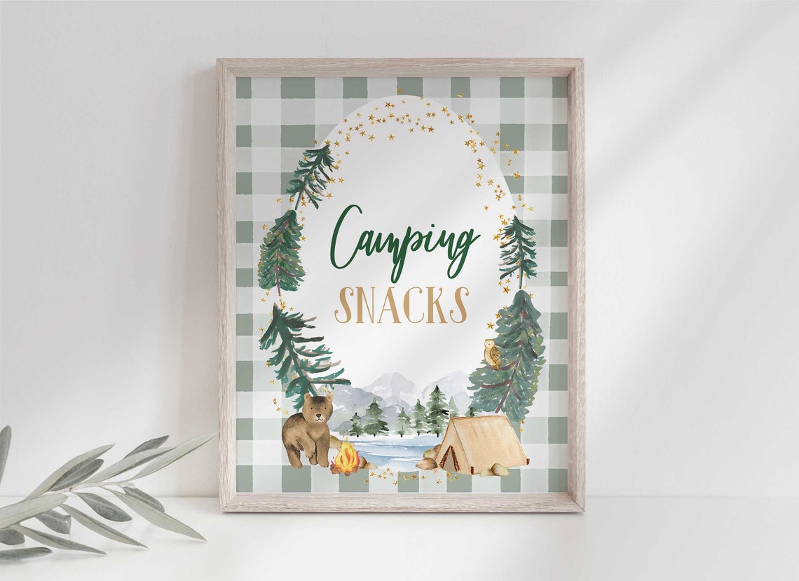 Camping Snacks 8x10 Party Sign Instant Download for One Happy | Etsy