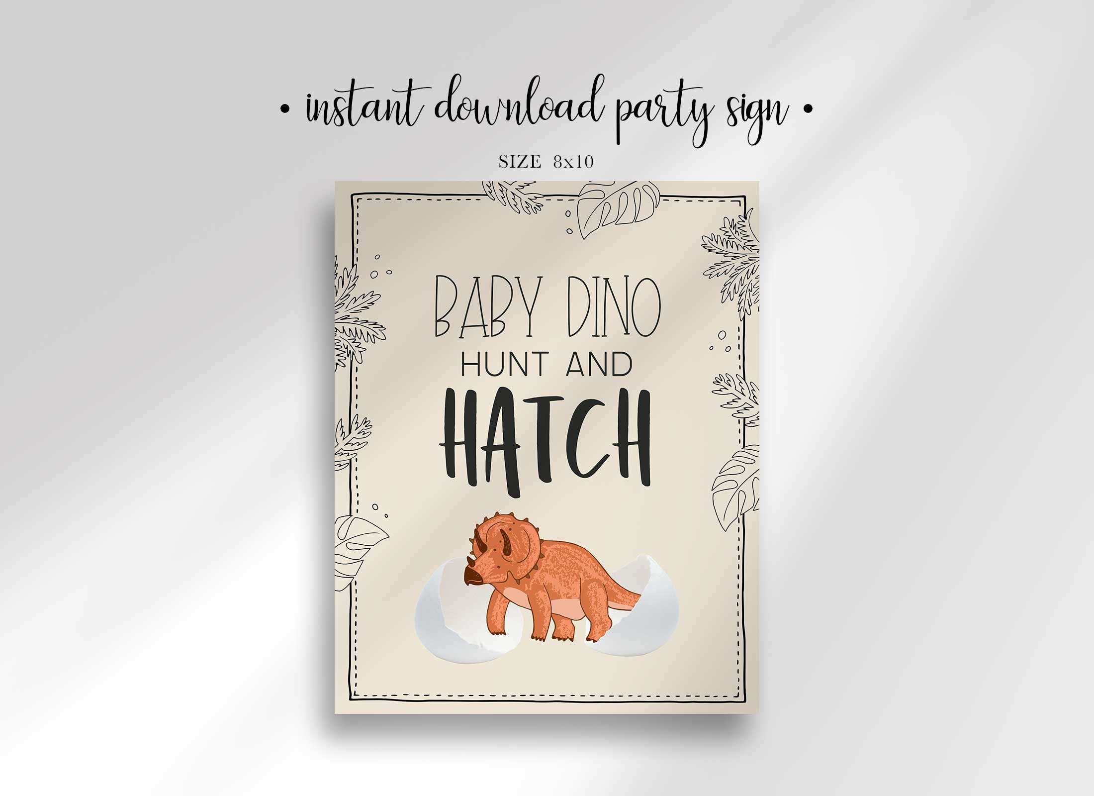 Dino Hunt and Hatch Dinosaur Party Sign 8x10 for Instant Digital ...