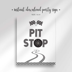 Pit Stop Party Favor Sign for Race Car Birthday | Instant Download 8x10 ...