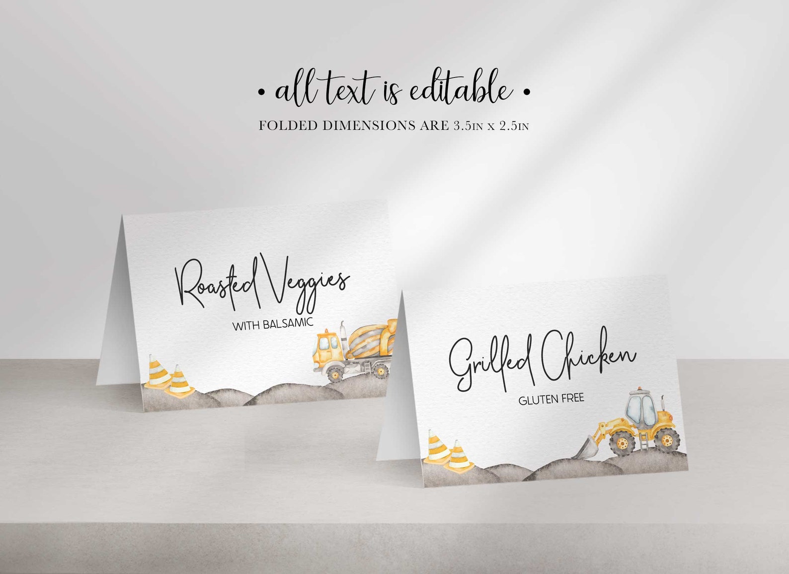 Editable Construction Birthday Table Labels Instant Download - Etsy