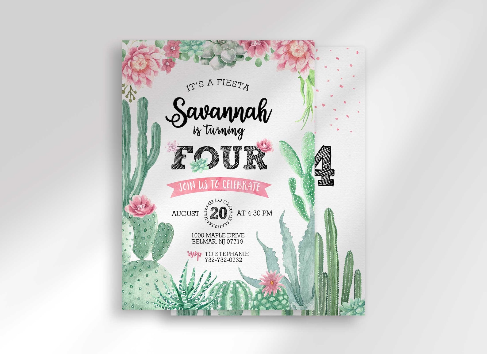 Editable Succulent Birthday Invitation Template Instant - Etsy
