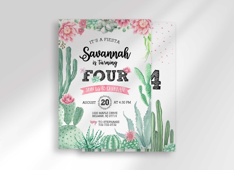 Editable Succulent Birthday Invitation Template Instant - Etsy