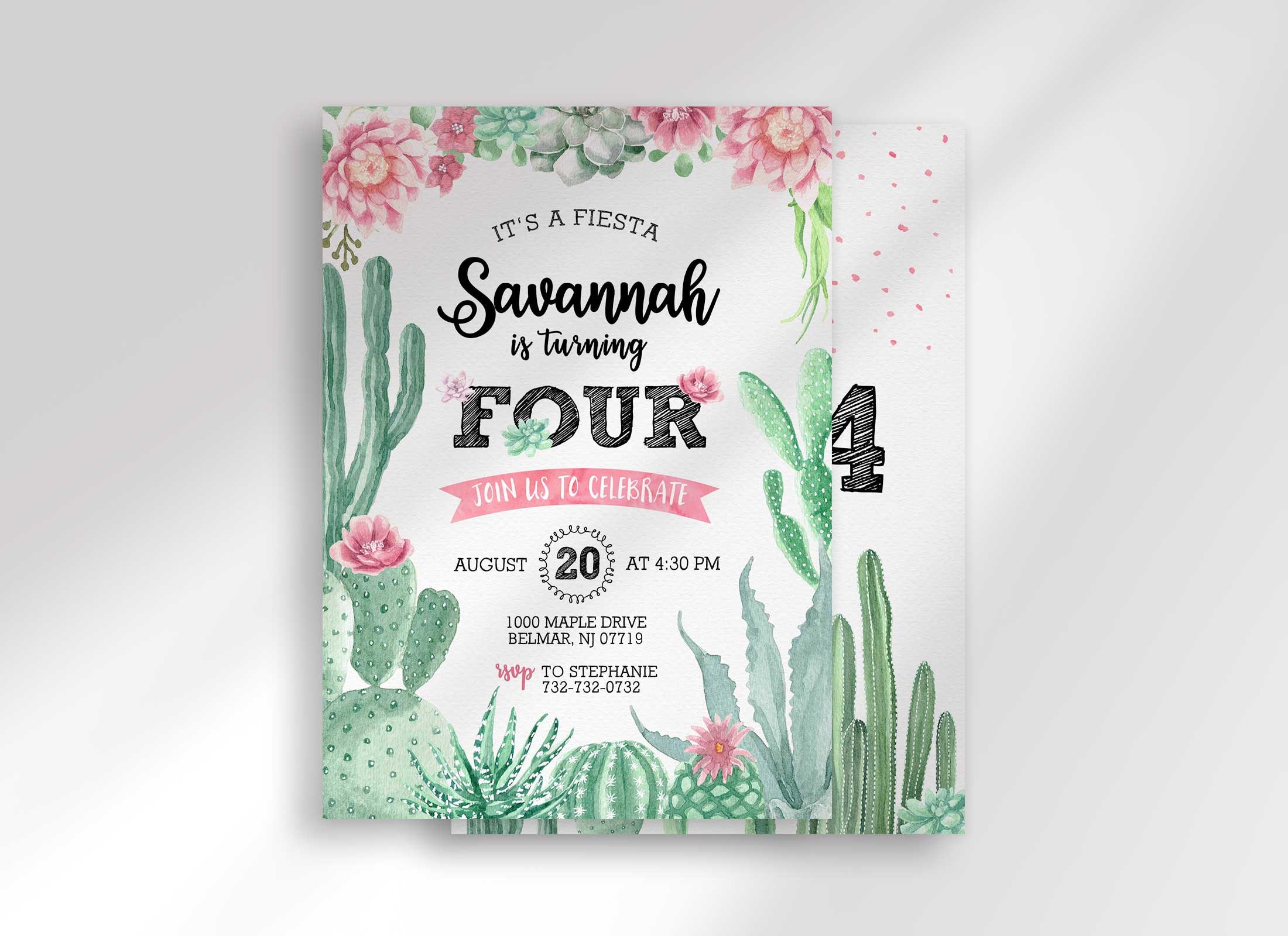 Editable Succulent Birthday Invitation Template Instant | Etsy
