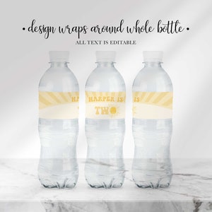 Editable Sun Birthday Water Bottle Labels to Edit at Corjl.com Sunshine ...