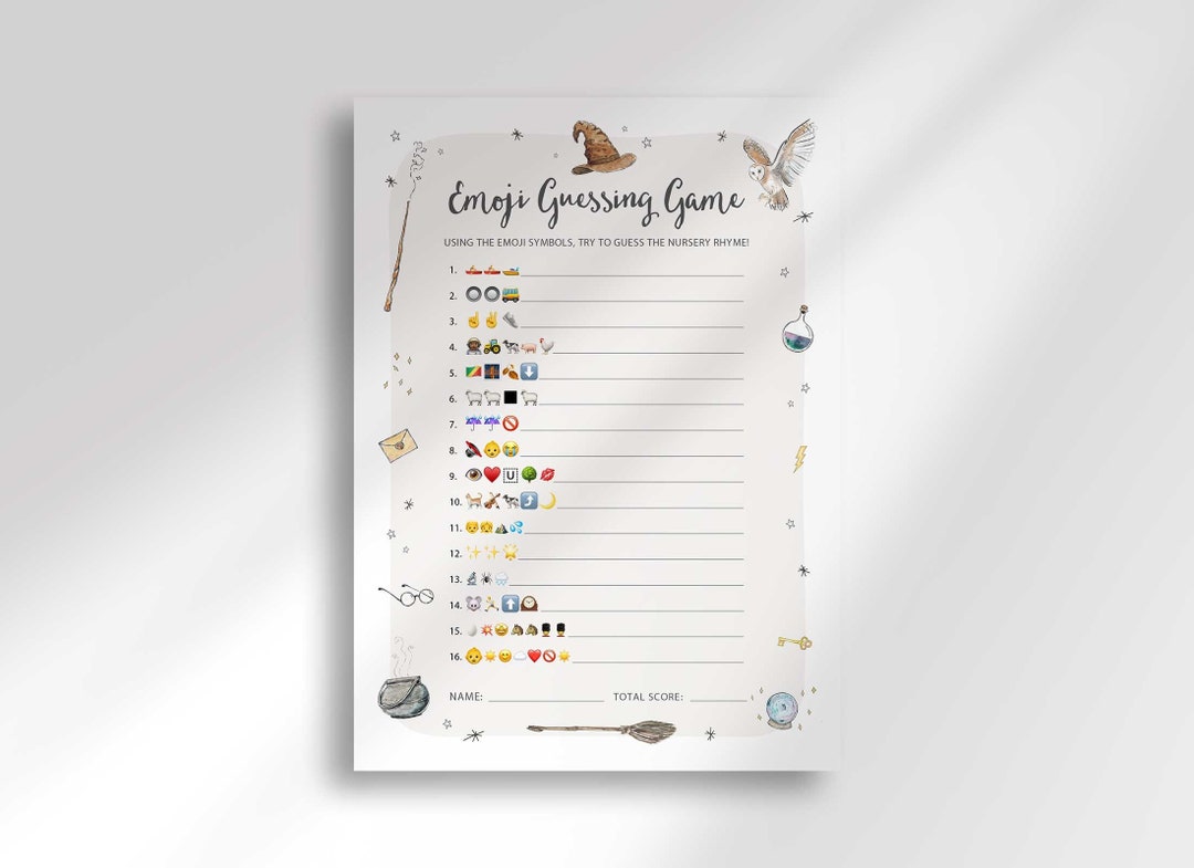 Wizard Baby Shower Emoji Guessing Game Digital Download Magical Bundle ...